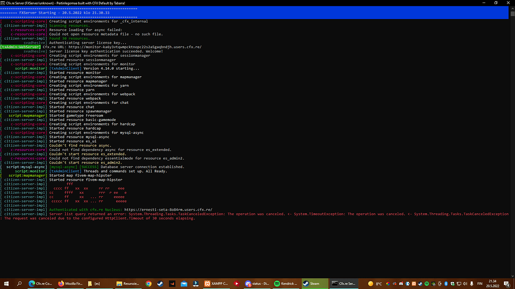 Es Extended Async Es Admin2 Doesn T Start Discussion Cfx Re