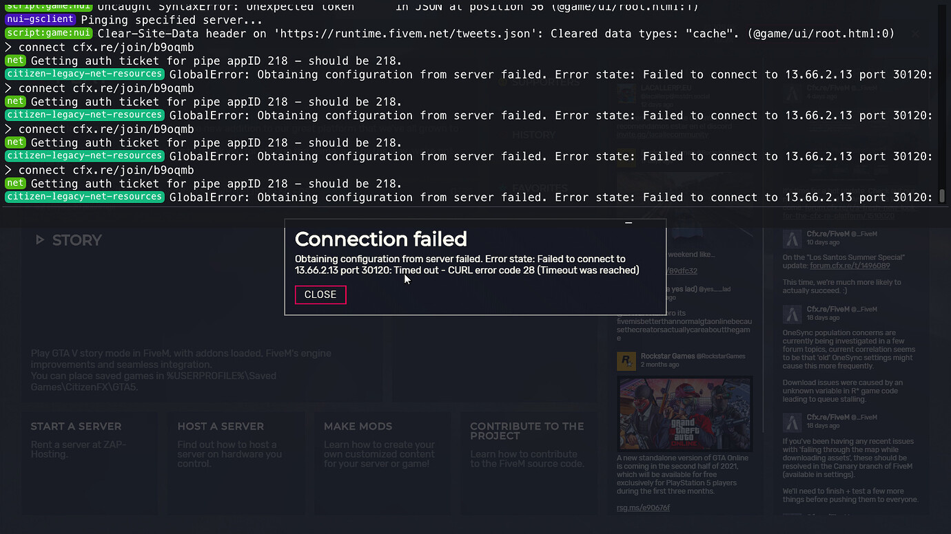 Obtaining Configuration From Server Failed Error State Failed To
