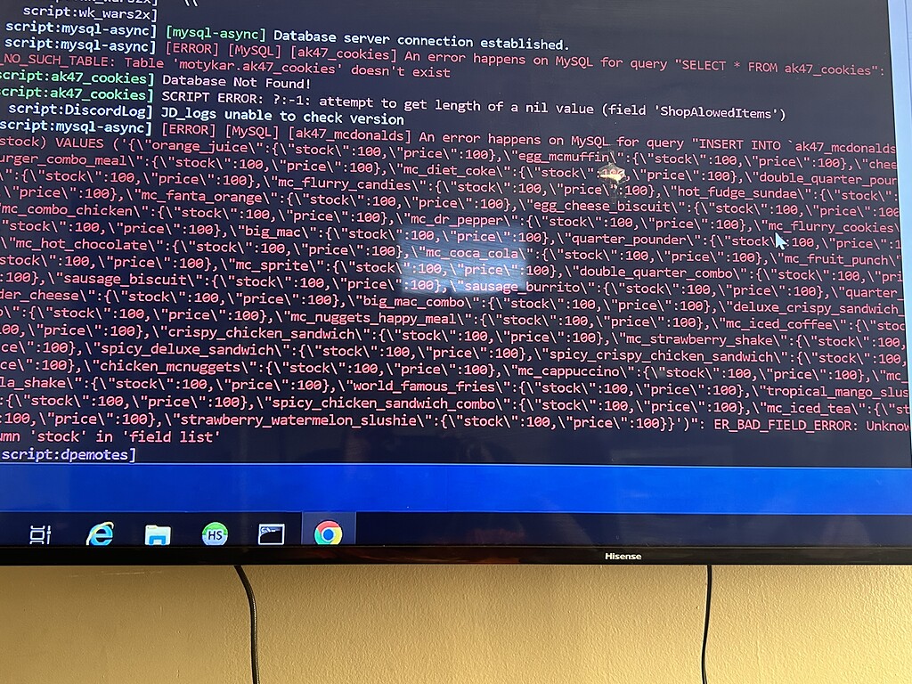 Esx MySQL Error ES ESX Cfx Re Community