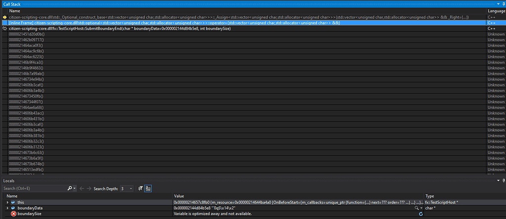 C Native Crash In Citizen Scripting Core Dll Bug Reports Cfx Re