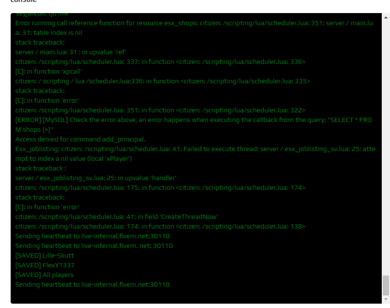 HELP Lots Of Mysql Errors Discussion Cfx Re Community