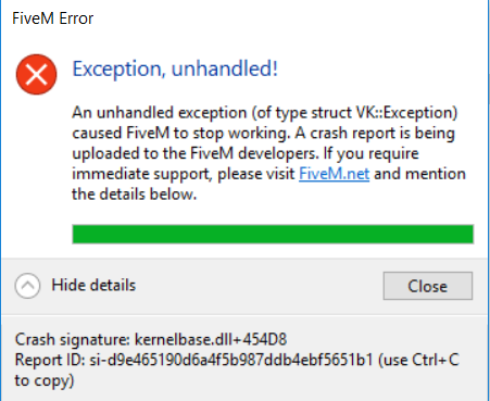 Exception Unhandled Crash FiveM Client Support Cfx Re Community