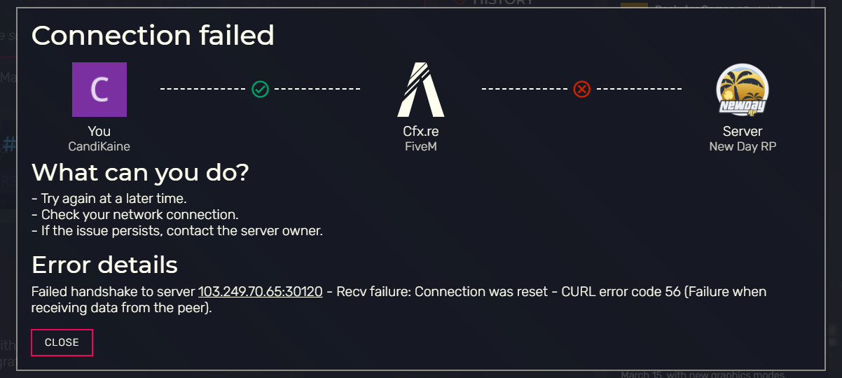 Curl Error Code 56 FiveM Client Support Cfx Re Community