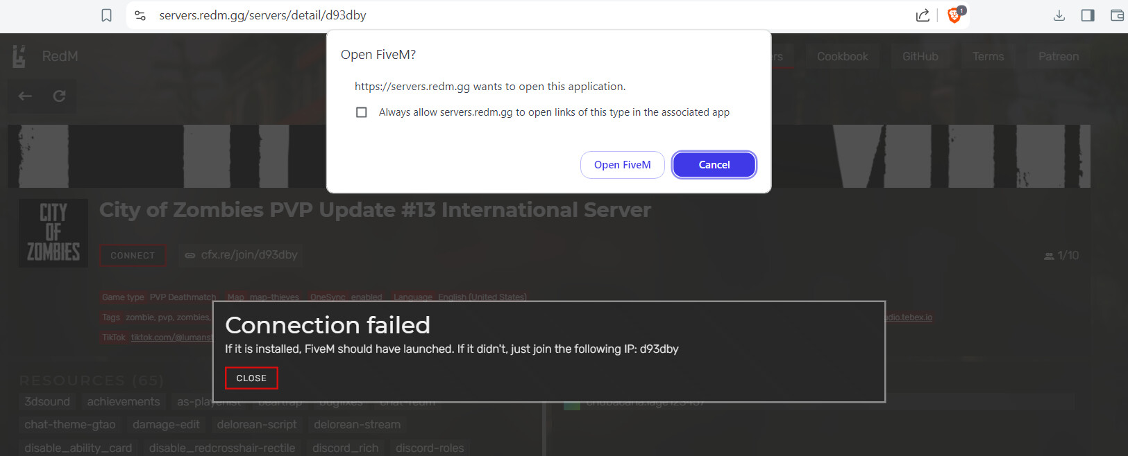 Server Browser Protocol Handling Issue Connect Button Opens FiveM