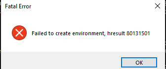 C Scripting Core Error Failed To Create Environment Hresult