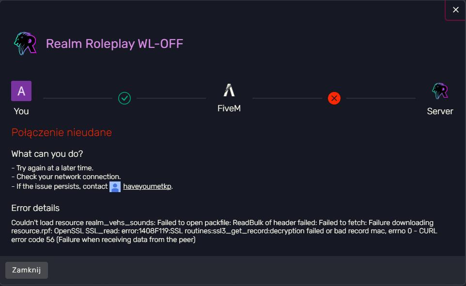 Couldn T Load Resource Realm Vehs Sounds Failed To Open Packfile