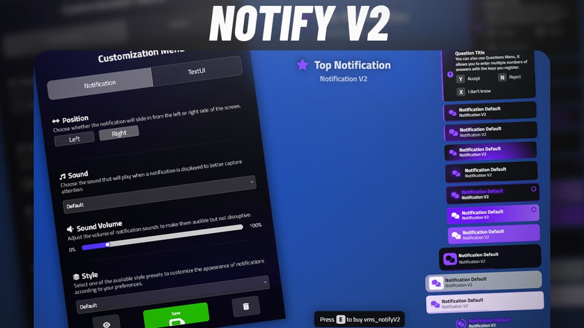 PAID VMS Notify V2 Highly Customizable Notifications And UI Parts
