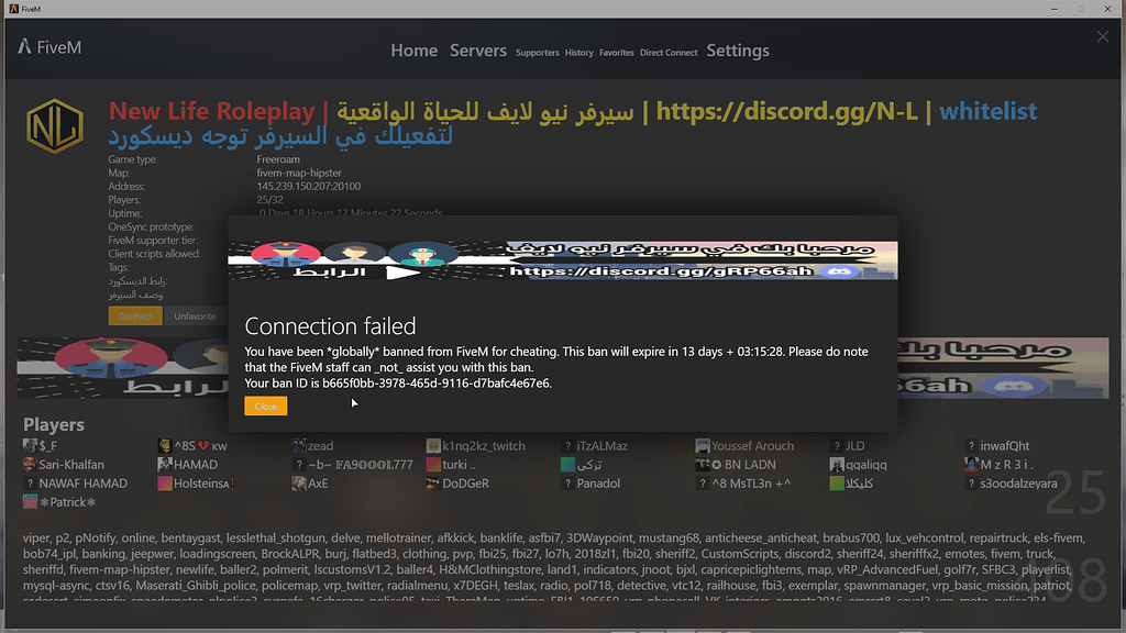 Global Banned ? for cheating - FiveM Client Support - Cfx.re Community
