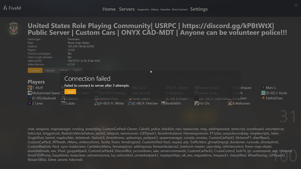 Not able to connect to any server - FiveM Client Support - Cfx.re Community
