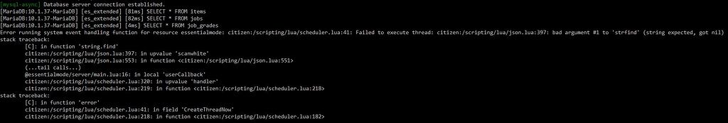 Mysql Async Error Running System Resource Support Cfxre Community