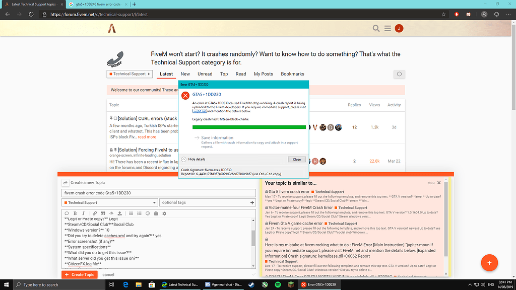 Fivem crash error code Gta5+1DD230 - FiveM Client Support - Cfx.re ...