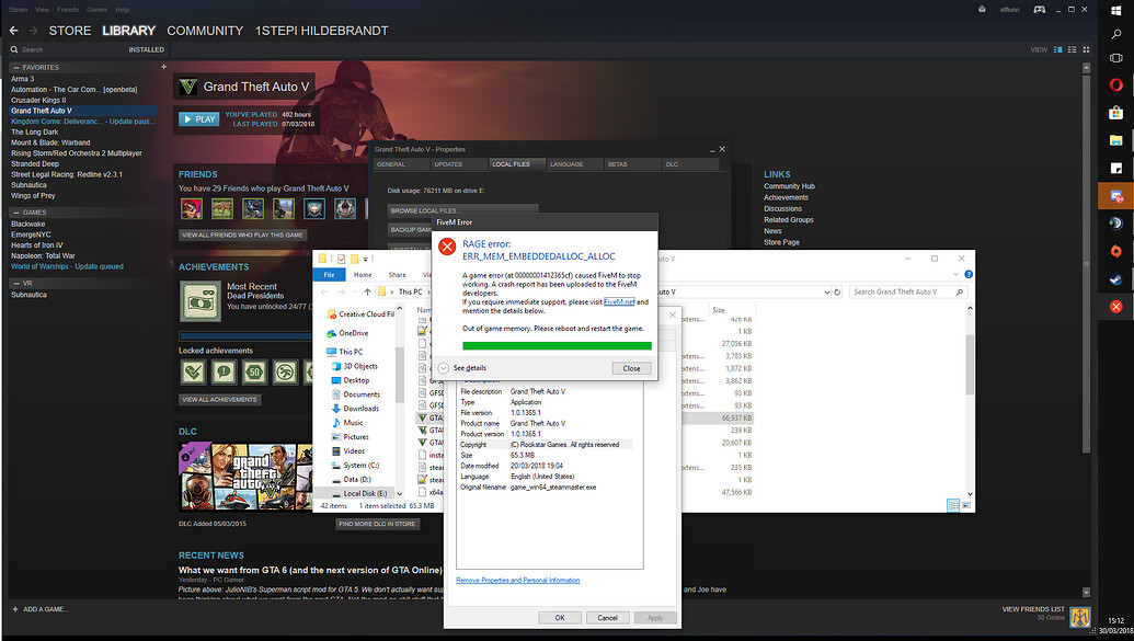 SOLVED - Out of game memory (at 1412365cf) - FiveM Client Support - Cfx ...