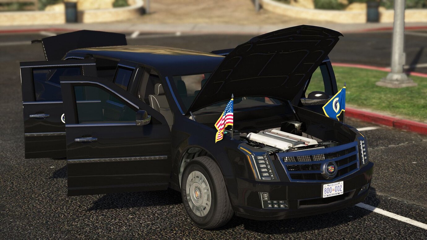 [Converted] Cadillac "The Beast" Presidential State Car [Waving flags ...