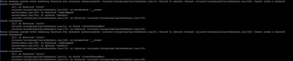 Essentialmode return error with "debug.traceback(coro" - FiveM Client Support - Cfx.re Community