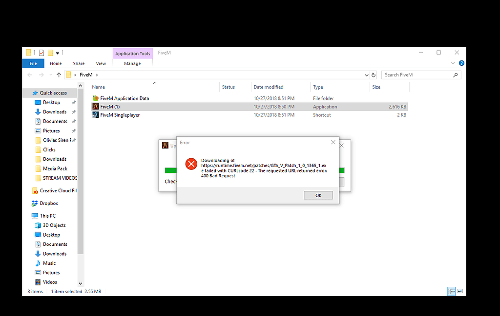 Updating Cache after Installing - Error 400 Bad Request - FiveM Client ...