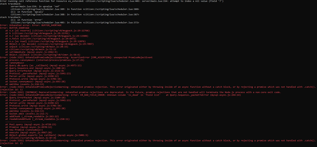 Error running call reference function forr resource es_extended - Server Discussion - Cfx.re ...
