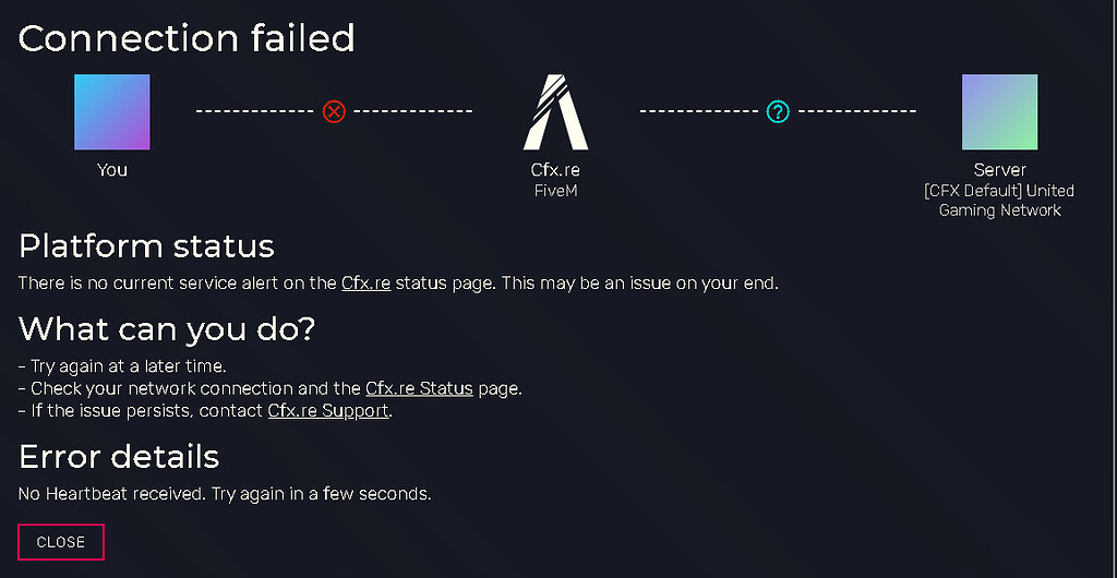 No Heartbeat Received - FiveM Client Support - Cfx.re Community