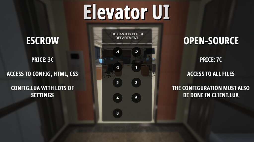 🛗 Elevator UI [Standalone] (3€ ESCROW or 7€ OPEN-SOURCE) - FiveM Releases - Cfx.re Community
