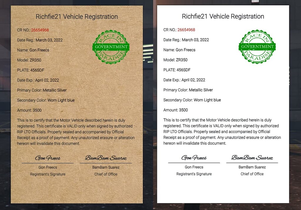 [ESX] [QB] [PAID] RF21 Vehicle Registration - FiveM Releases - Cfx.re ...