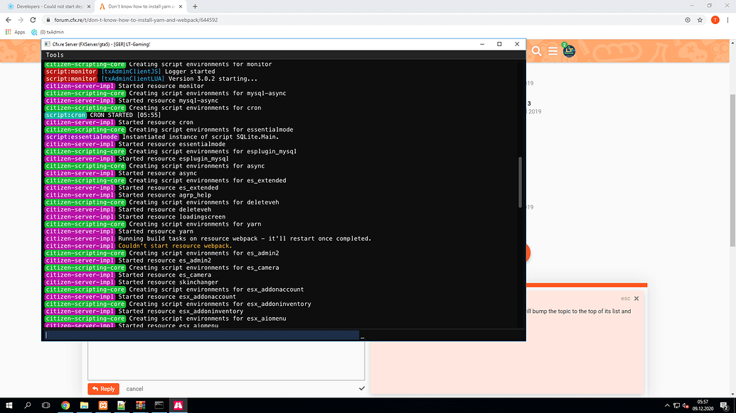 Don´t know how to install yarn and webpack - Discussion - Cfx.re Community