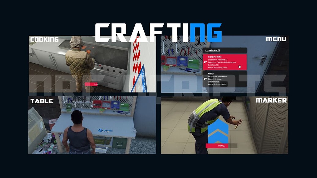 [PAID][QB][ESX] 🔨 Crafting System | (Blueprint, Experience, Occupied ...