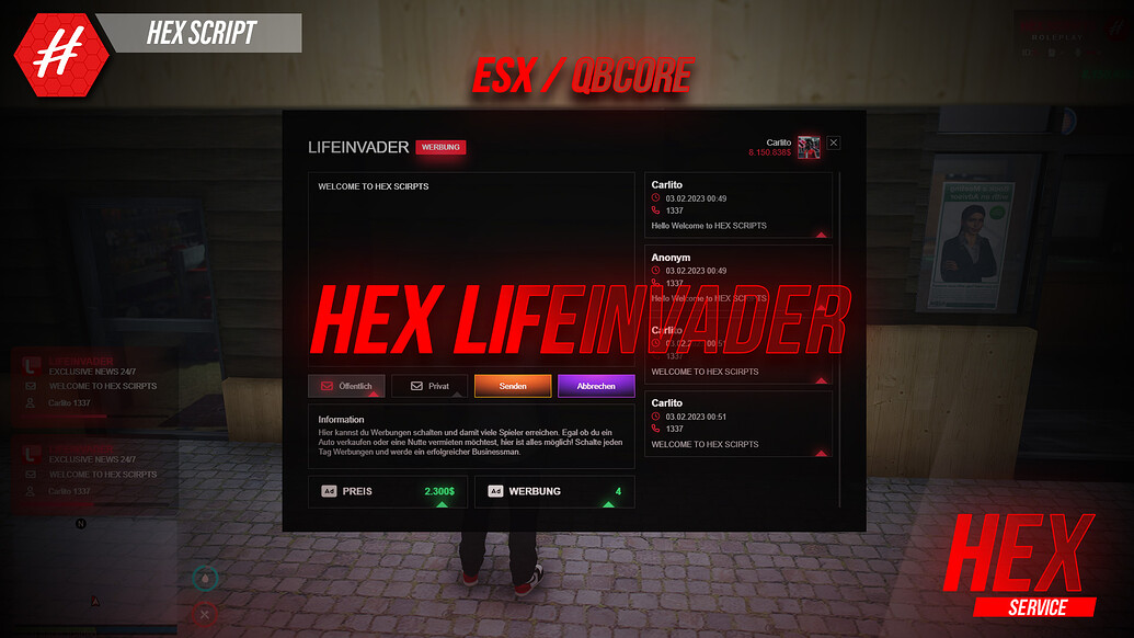 [RELEASE] ESX / QBcore HEX LIFEINVADER - FiveM Releases - Cfx.re Community