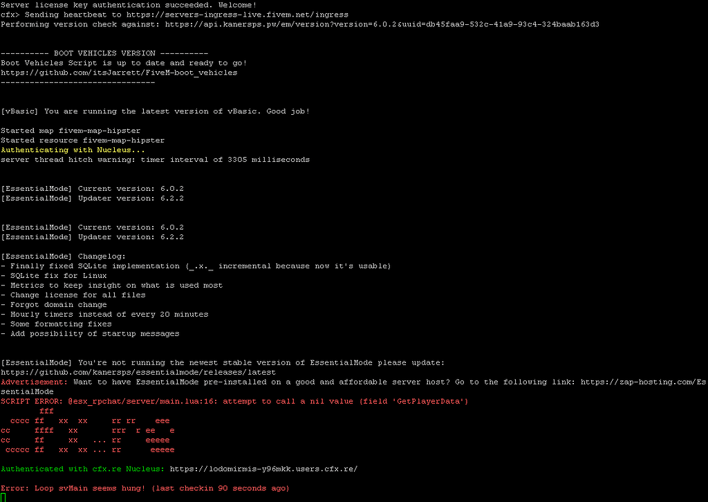 Error: loop svMain seems hung [fixed] - Server Discussion - Cfx.re Community