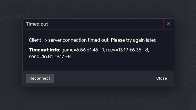 Keep Timing out on a specific server - FiveM Client Support - Cfx.re Community