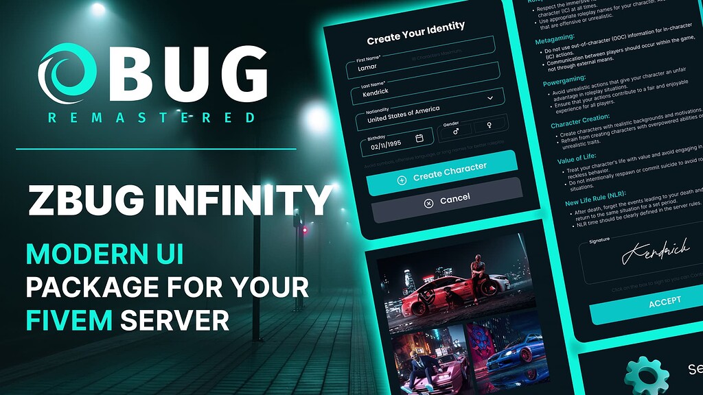 [RELEASE] 0Bug Infinity UI Package - Loading Screen, Multicharacter, Spawn Selector, Pause Menu ...