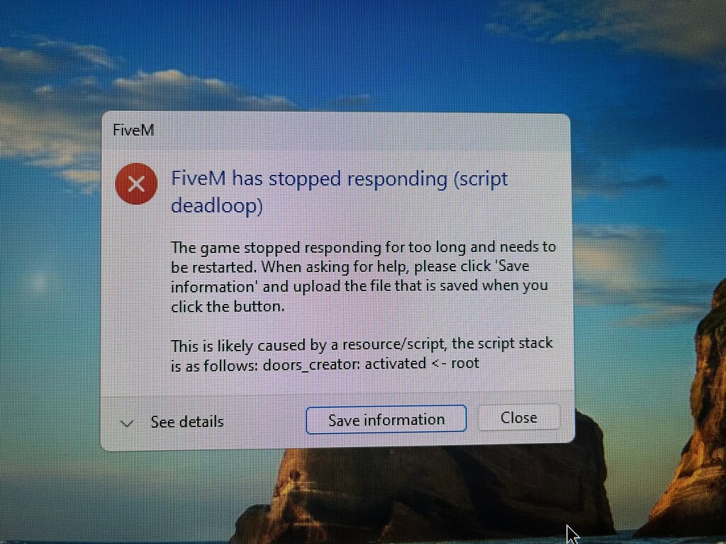 Script deadloop error - FiveM Client Support - Cfx.re Community