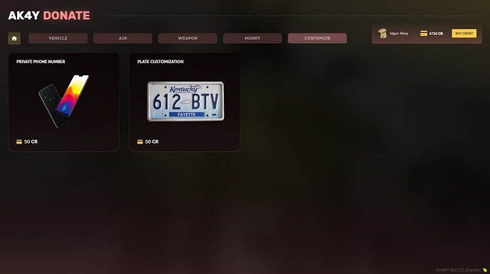 [QB/ESX] VIP System [ Vehicle, Helicopter, Weapon, Money, Customization ...