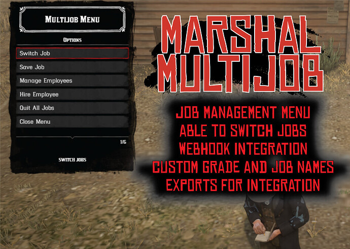 [PAID] [RedEM:RP & VORP] Multijob System - MarshalDevScripts - RedM Releases - Cfx.re Community