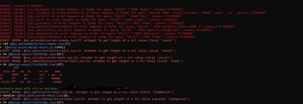 Update a year later and : [ERROR] connect ETIMEDOUT - ES/ESX - Cfx.re ...