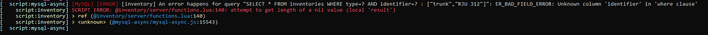 [MySQL] [ERROR] [inventory] An error happens for queary "SELECT' FROM inventories WHERE type ...