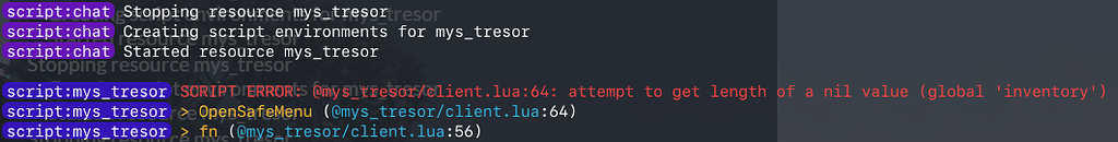 Attempt to get lenght of a nil value (global 'inventory') HELP - Server Discussion - Cfx.re ...
