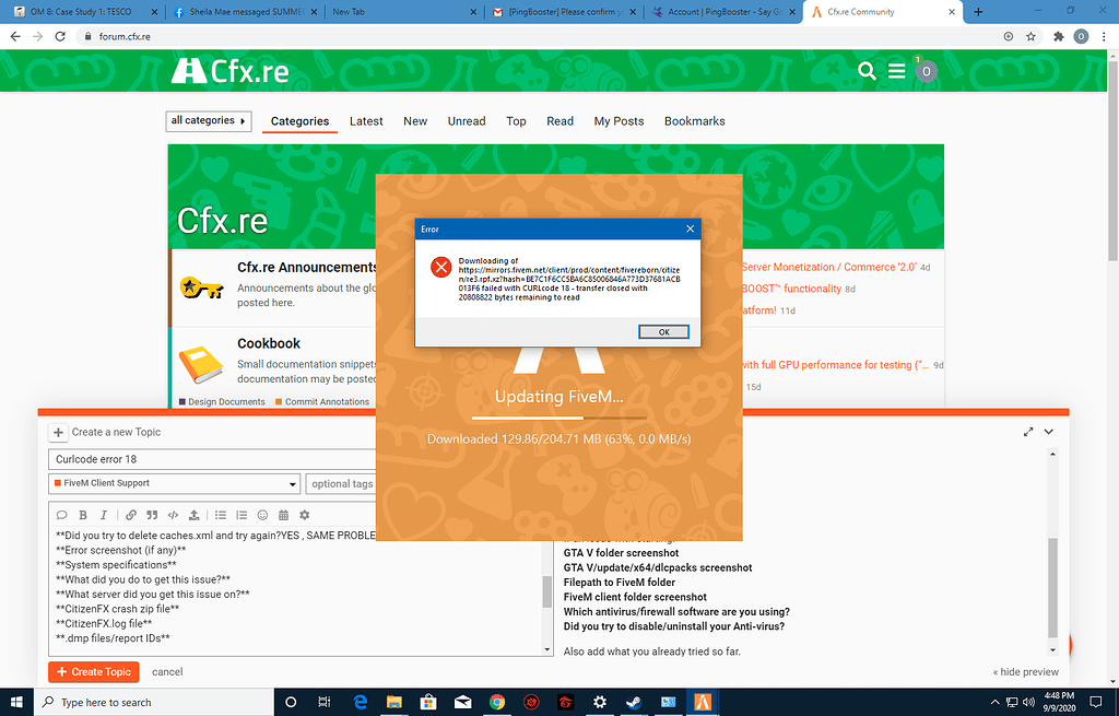 Curlcode error 18 - FiveM Client Support - Cfx.re Community