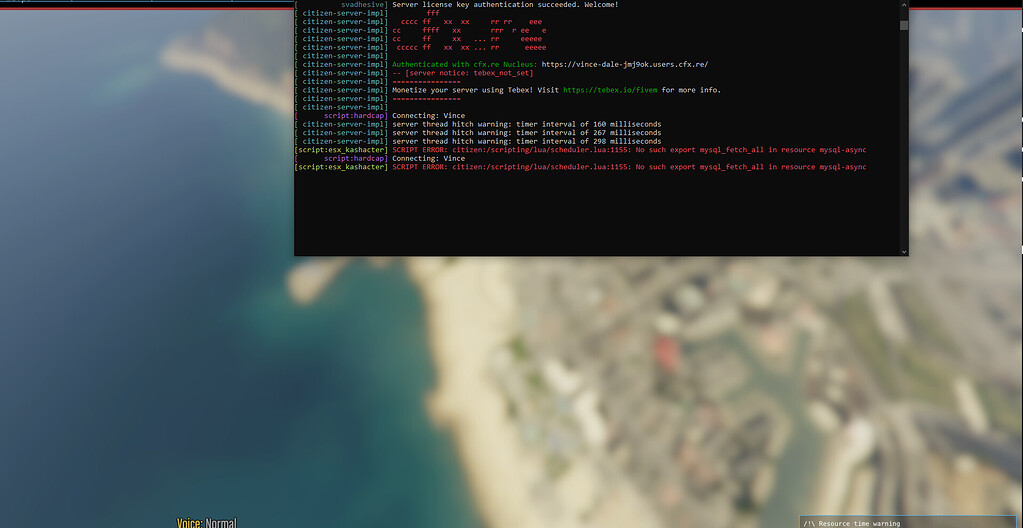 [script:esx_kashacter] SCRIPT ERROR / No such export mysql_fetch_all in resource mysql-async ...