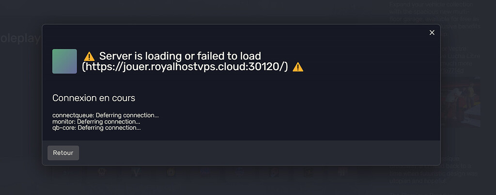 Able to connect on my server, but the "server is loading or failed to load" appear - Server ...