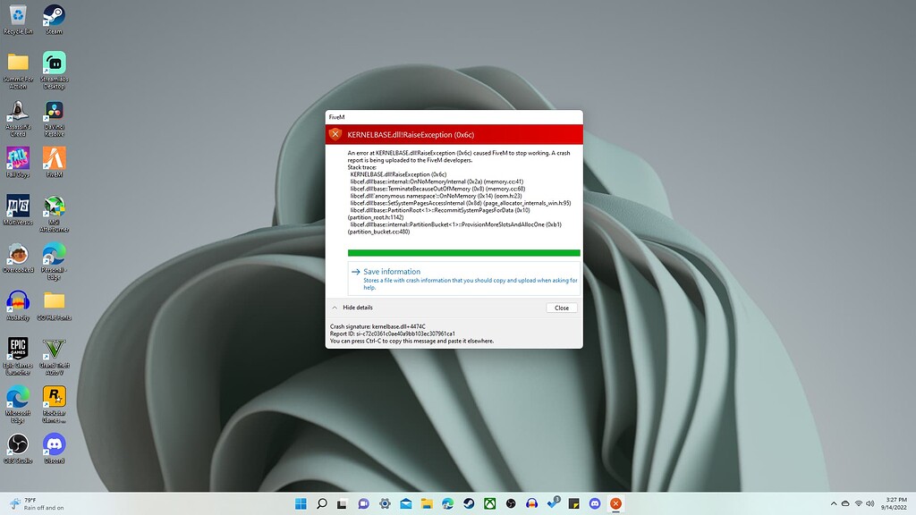 GTA RP Five M crash at Load In - FiveM Client Support - Cfx.re Community