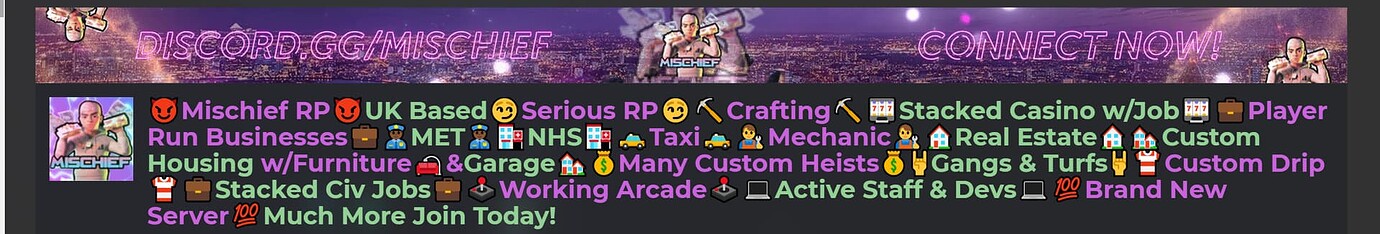 Mischief RP UK Based Serious RP😈 - Server Bazaar - Cfx.re Community