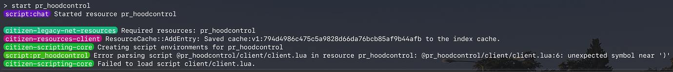 Unexpected symbol near ')'? - Discussion - Cfx.re Community