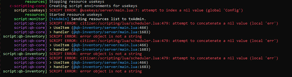 Getting an error with qb-inventory when I use an item - QBCore - Cfx.re ...
