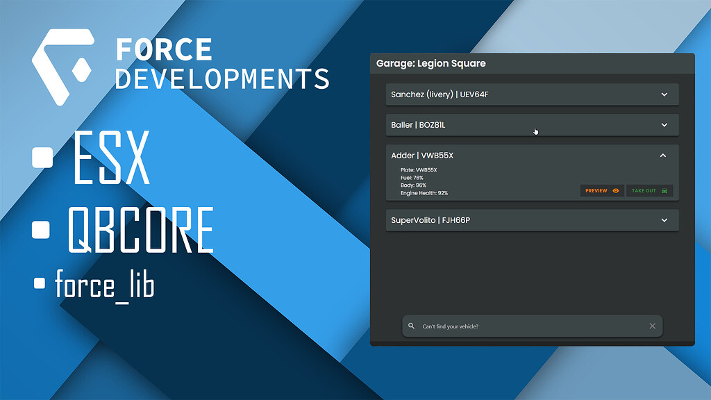 [paid] force garage [standalone] │ (garage system) - FiveM Releases ...