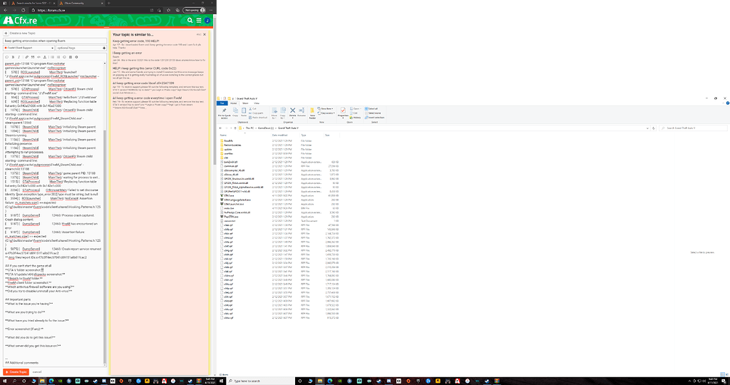 keep getting error codes when opening fivem - FiveM Client Support ...