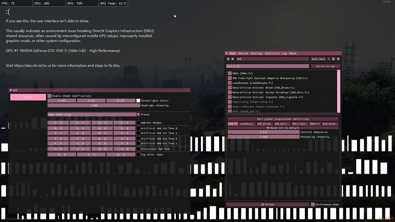 After installing nve if reshade appear no ui (the reshade it installed ...