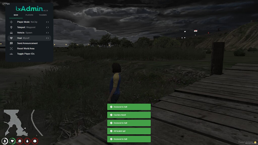 Txadmin is not healing me or players not working also when players die ...