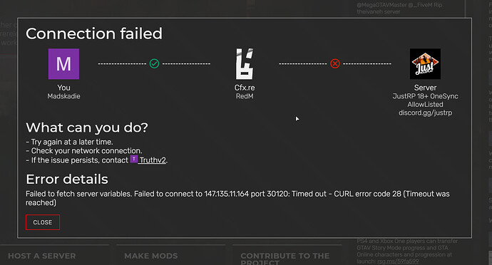 Connection Failed - RedM Client Support - Cfx.re Community