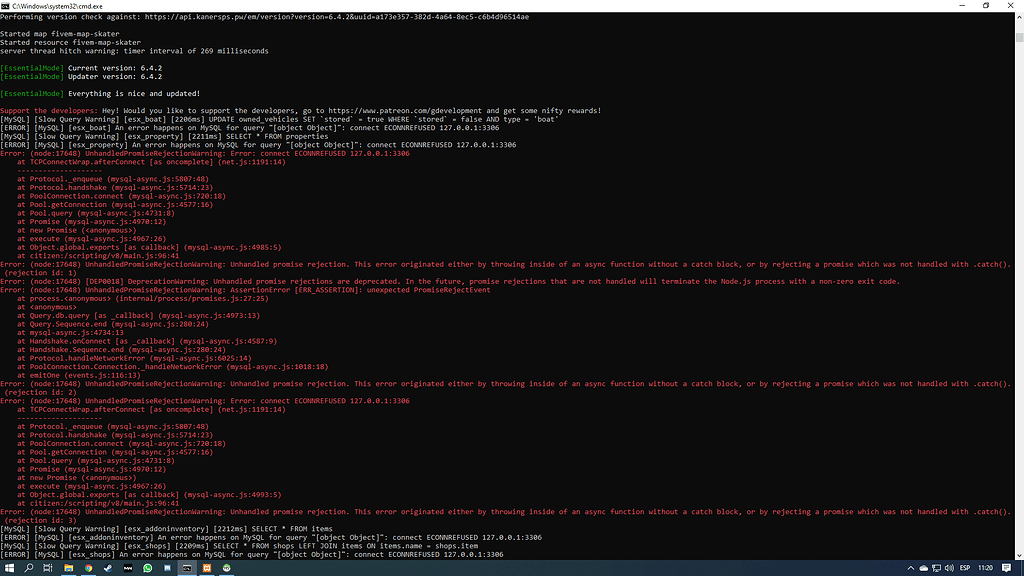 Apparently mysql error how to fix all those errors? - ES/ESX - Cfx.re ...
