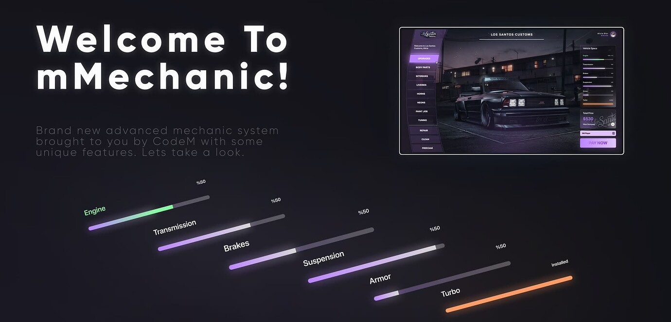 CodeM mMechanic Job ( Advanced Mechanic Job System ) - FiveM Releases ...